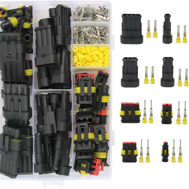 Conectores impermeables de 352 piezas, conector eléctrico impermeable para coche, 1/2/3/4 pines ...