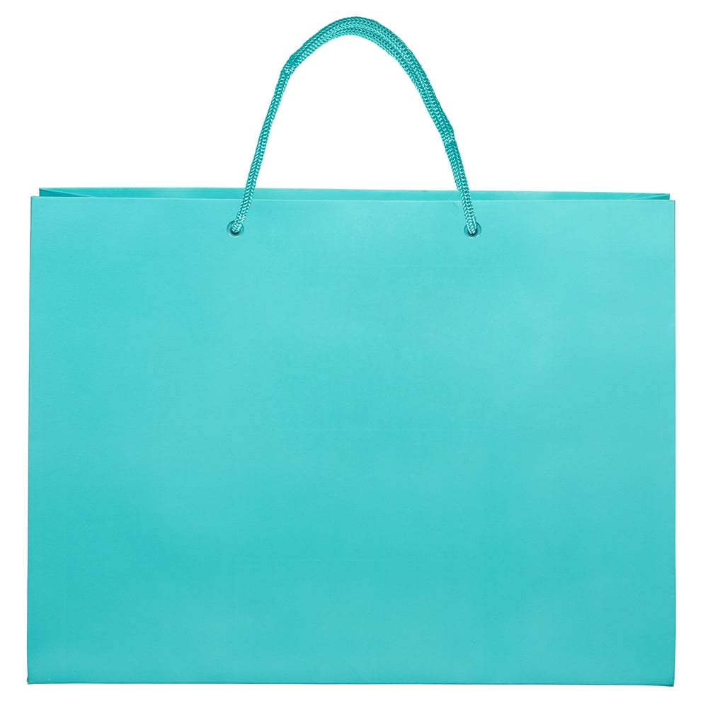 JAM Paper Matte Paper Gift Bag 16 X 12 X 6 Teal Blue 1 Pack Large