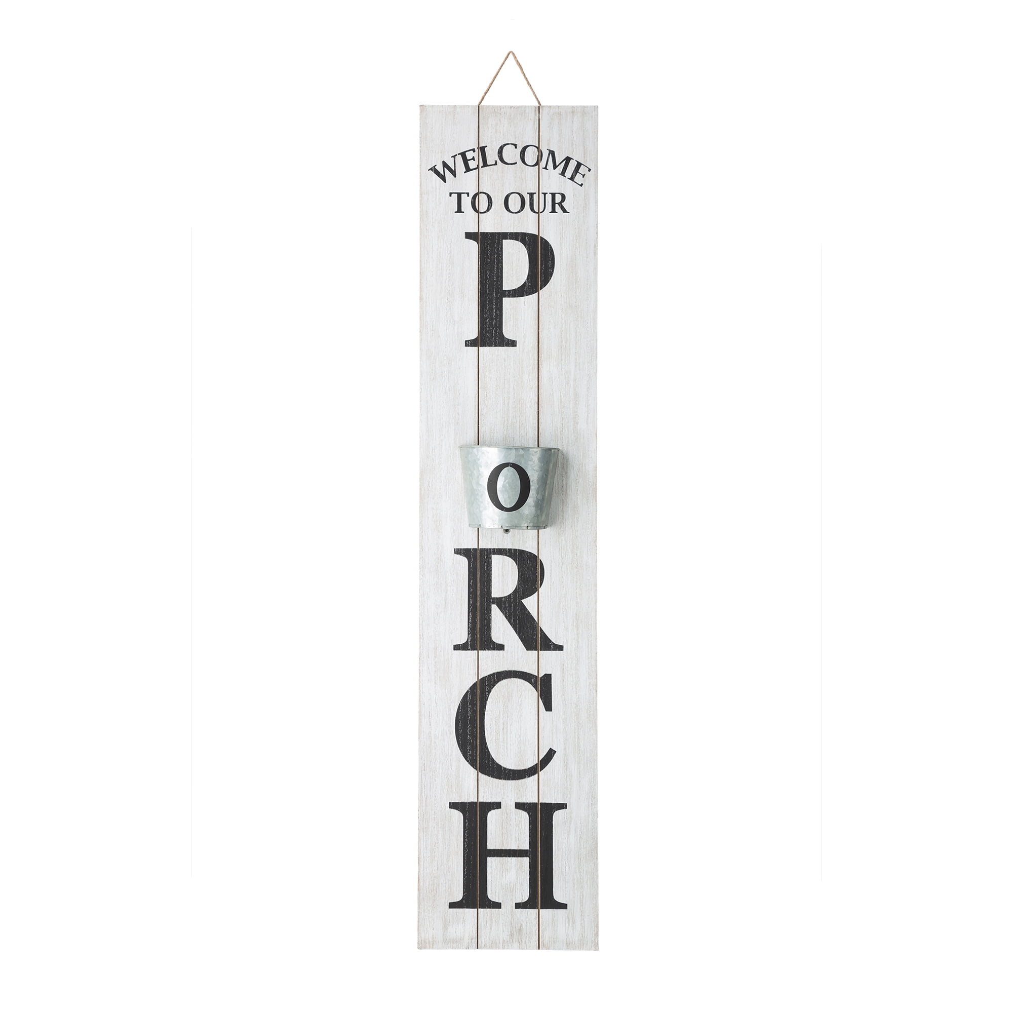 Glitzhome 42 Inch Tall Wooden Rustic Porch Sign with Metal Planter for ...
