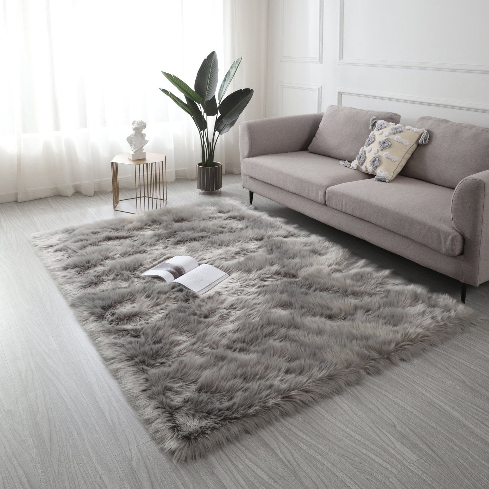 Sanmadrola Ultra Soft Fluffy Shaggy Area Rug Faux Fur Rug Chair Cover ...