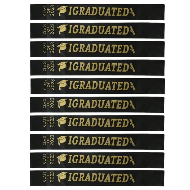 10Pcs Graduation Sash Class of 2023 Stole with Gold Glitter Letter I ...