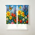 2D Printed Kitchen Curtains Short Panel Set Washable Polyester Fabric ...