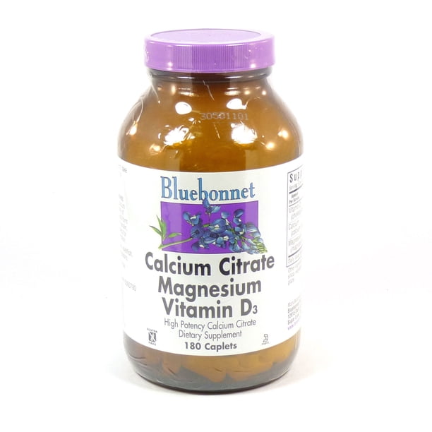 Bluebonnet Calcium Citrate Magnesium Plus Vitamin D 180 Caplets ...