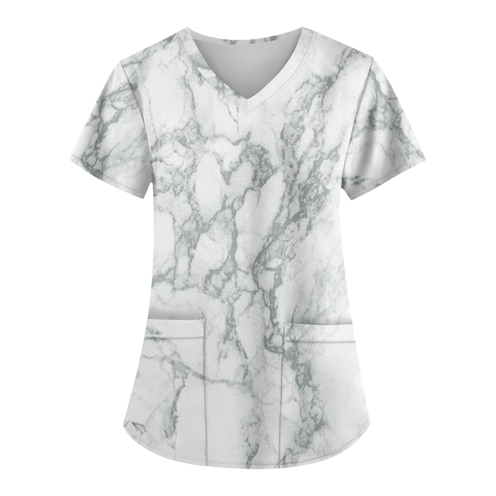 EHTMSAK Scrubs Tops Women Stretchy with Pocket Floral with Pocket Short ...