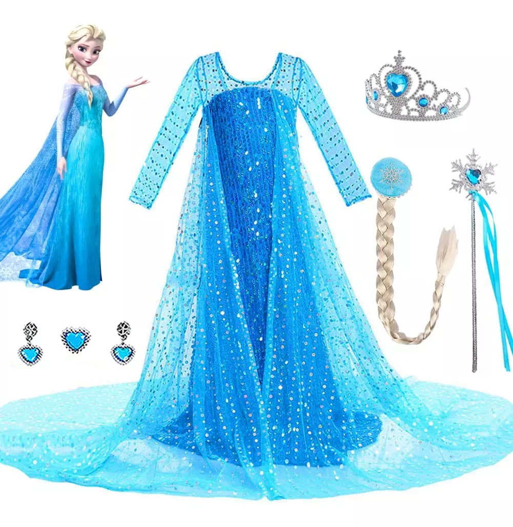 Vestido De Princesa Elsa Para Niñas, Vestidos De Frozen De Fiesta ...