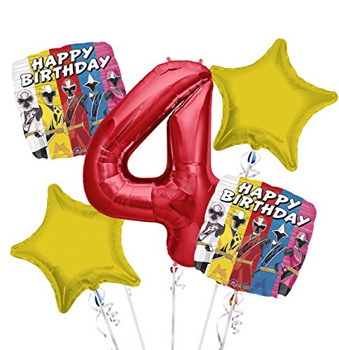 Power Rangers Balloon Bouquet 4th Birthday 5 pcs - Party Supplies ...