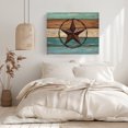 Barn Star Canvas Print Wall Art, Turquoise Wood Grain American ...