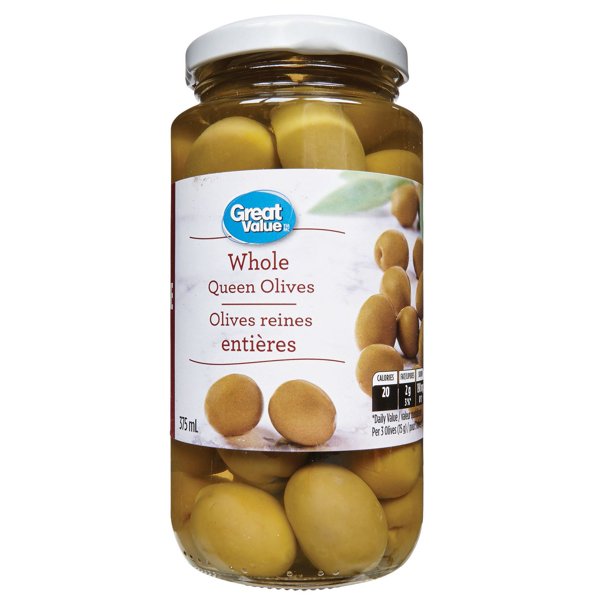 Great Value Whole Queen Olives, 375 mL - Walmart.ca
