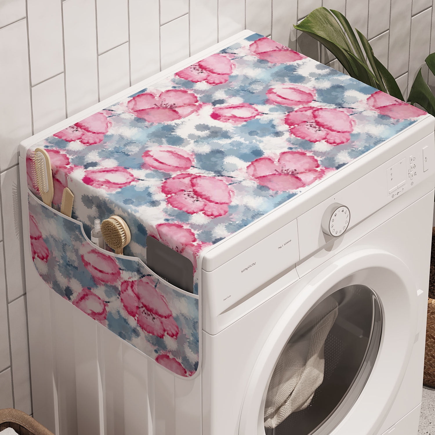 Spring Washing Machine Organizer, Flower Pattern Watercolor Blossom ...