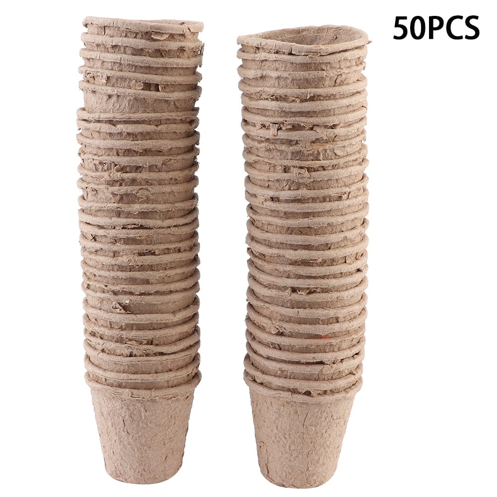 LYUMO 50Pcs 6x6CM Round Degradable Paper Pulp Peat Pots Plant Nursery ...