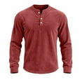 yuCgh Men's Corduroy Henley Pullover, Relaxed Fit Long Sleeve Button ...