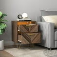 Modern Night Stand Set of 2 with Mobile APP Remote Light, Jointed Wood ...