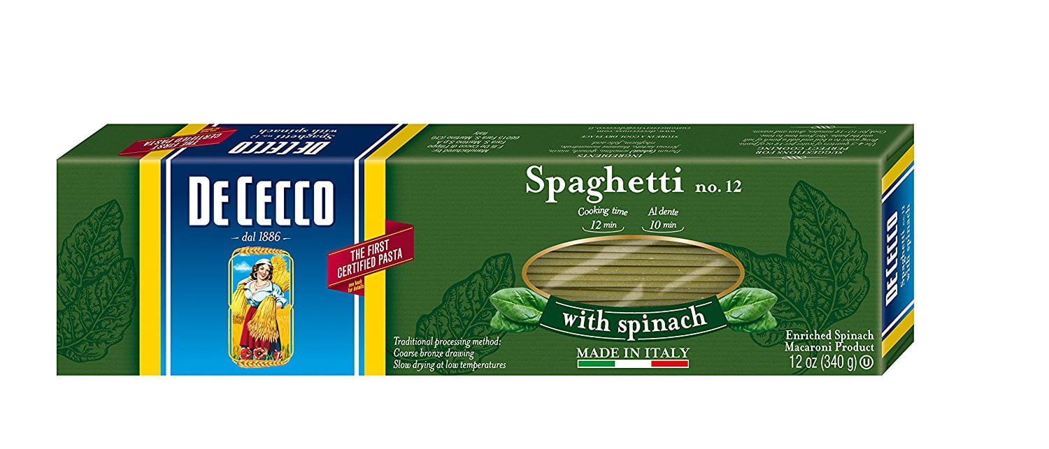 De Cecco Pasta, Spaghetti with Spinach, 12 Ounce (Pack of 12) - Walmart.com