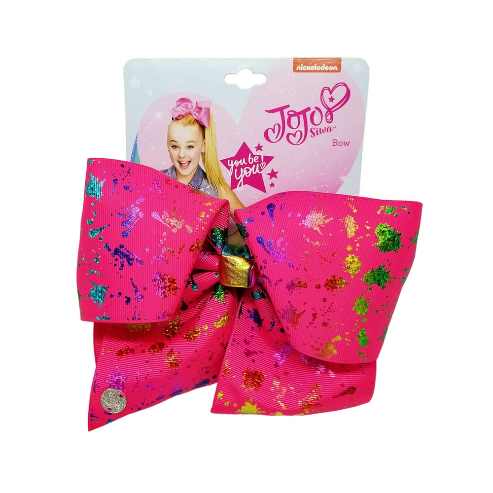 JoJo Siwa - Large Cheer Hair Bow (Paint Splatter Pink) - Walmart.com ...