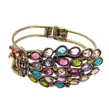 Falari Vintage Flower Bracelet Bangle Crystal Beads Hand-Painted Gold ...