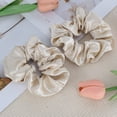 Unique Bargains 2 Pcs Hair Ties Solid Color Satin Hair Elastics Beige ...