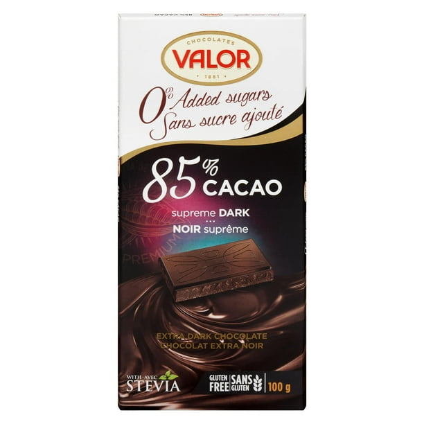 Valor Dark Chocolate 85% Cacao No Sugar Added, 100g - Walmart.ca
