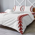 4 Piece Duvet Cover Set Queen, Baseball Stitches Texture Soft ...