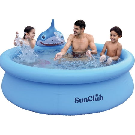 Baby Shark 3D Spray Pool with Water Fountain, Outdoor Summer Inflatable ...