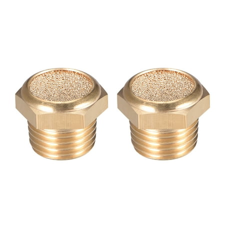 Brass Exhaust Muffler, 1/4" G Male Thread 19/32" Hex Sintered Air ...