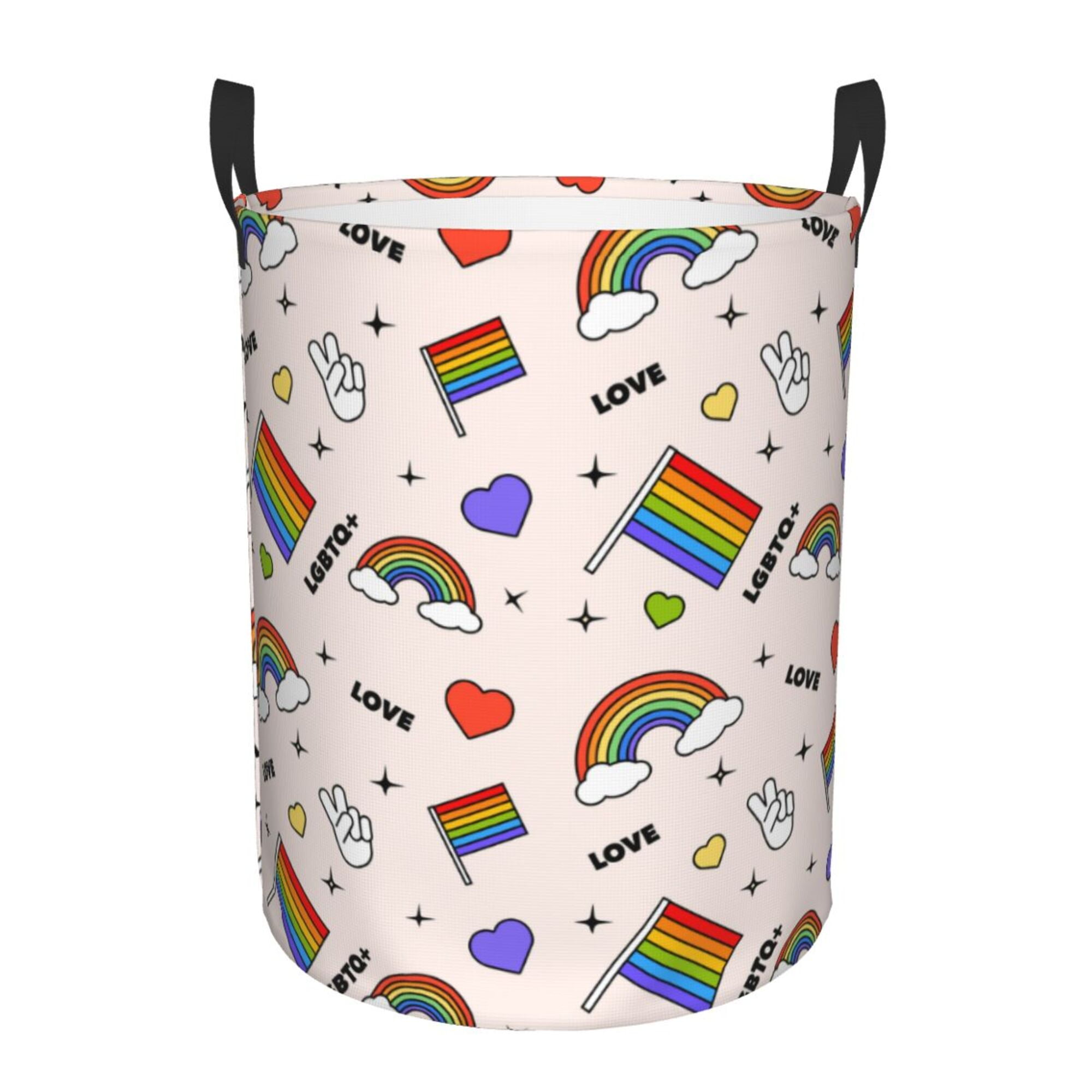 TEQUAN Waterproof Laundry Hampers, Rainbow Hearts LGBTQ Love Pattern ...