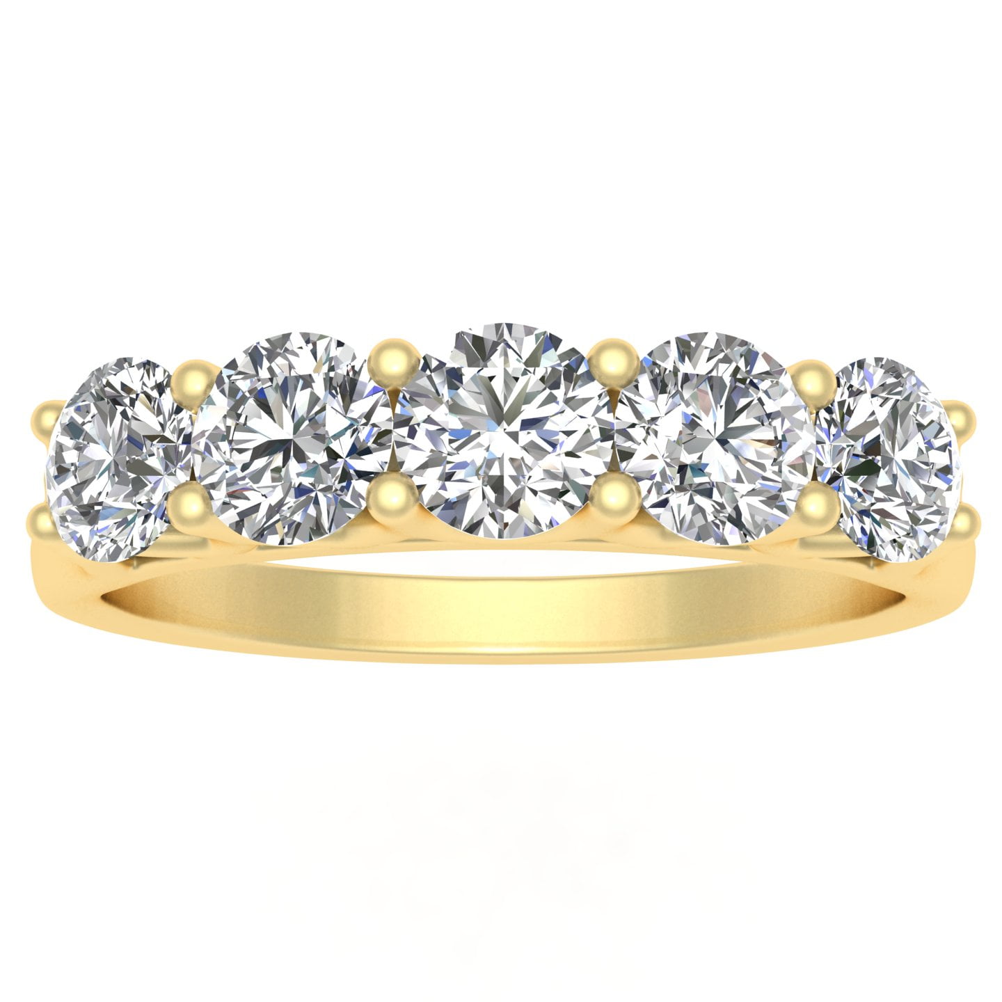 1.00 Carat TW Diamond Five Stone Wedding Band in 14k Yellow Gold ...