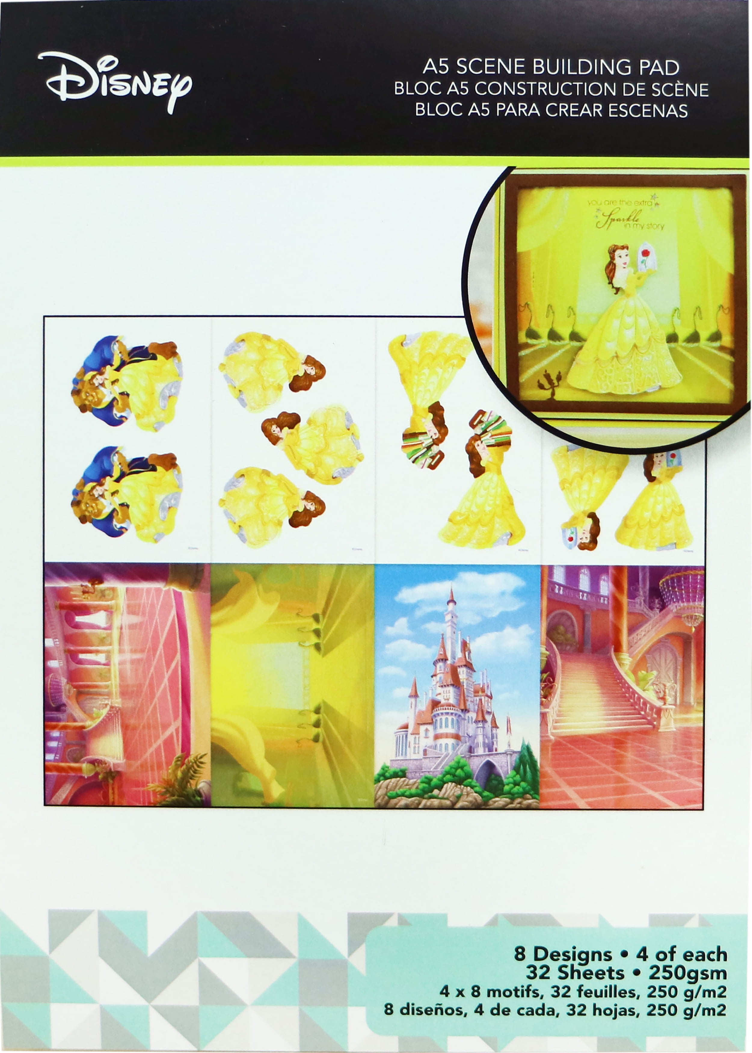 Disney A5 Scene Building Pad 32 Sheets-Belle, 8 Designs/4 Each ...