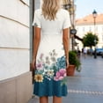 Botanical Leaf Print Wrap Dress for Women - V-Neck Short Sleeve High ...