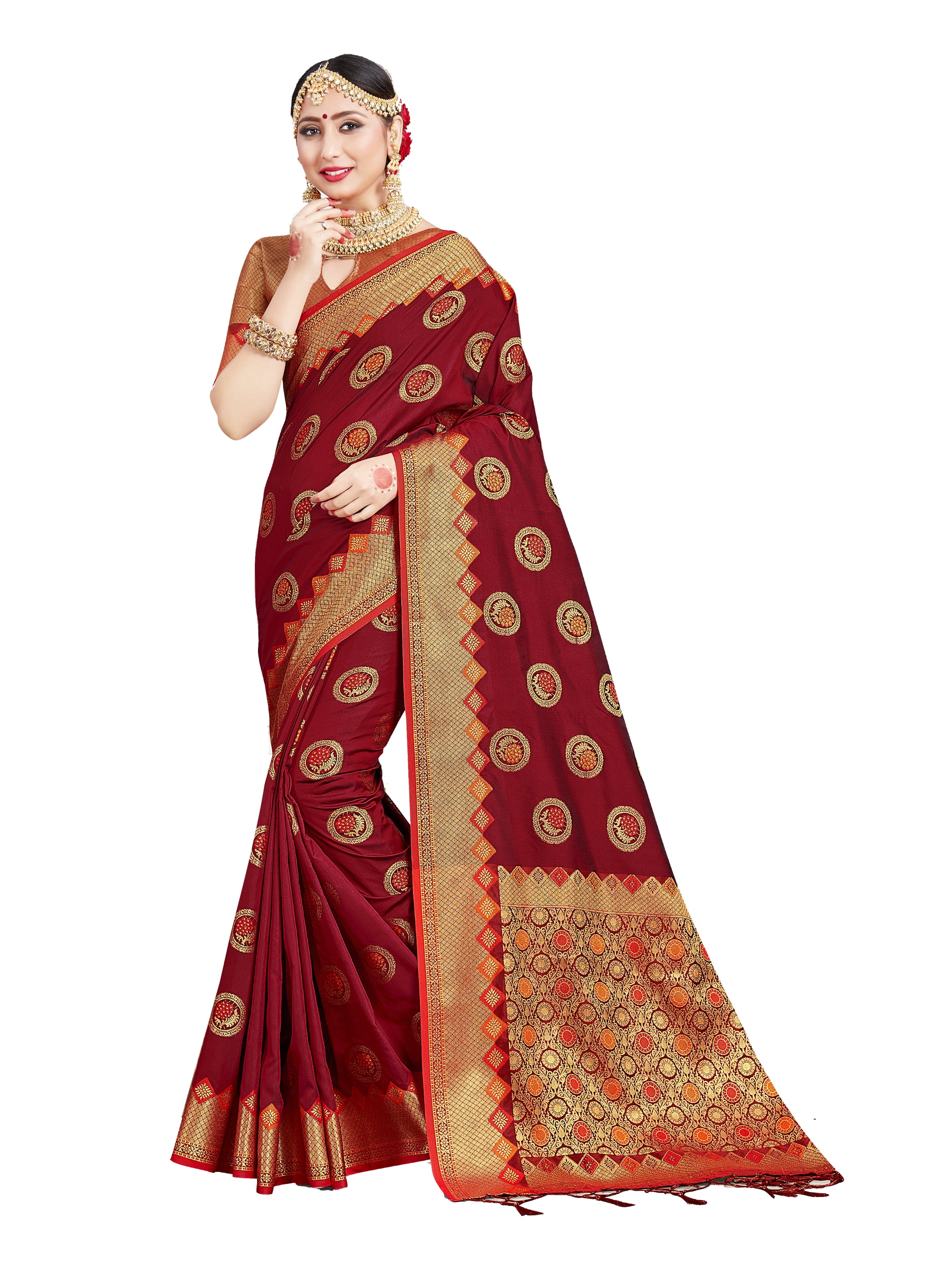Sarees for Women Banarasi Art Silk Woven Sari - Indian Ethnic Gift ...