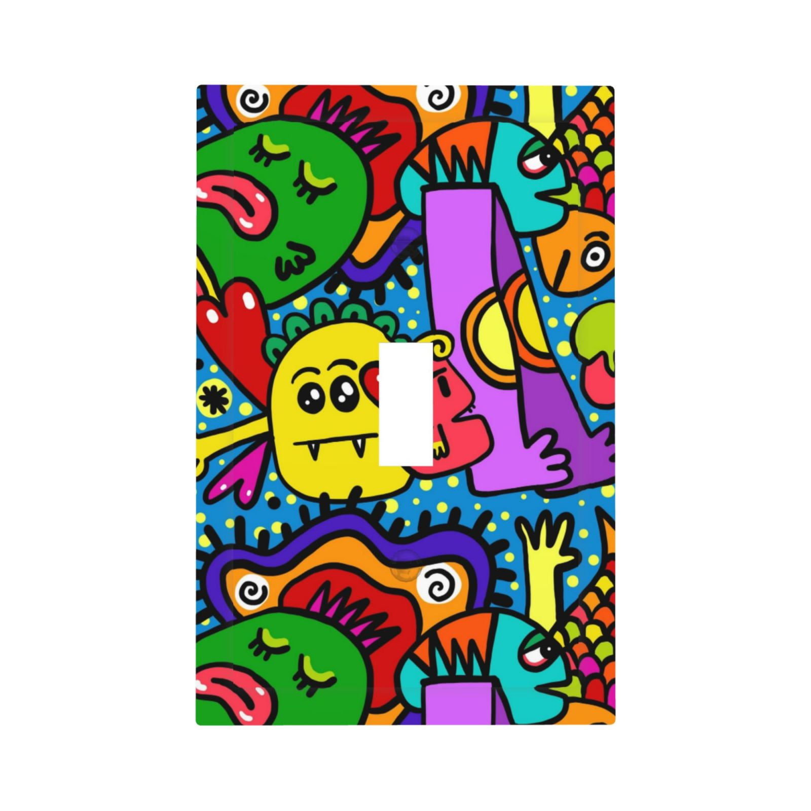 DouZhe 1-Gang Toggle Switch Wallplate, Funny Cute Colourful Monsters ...