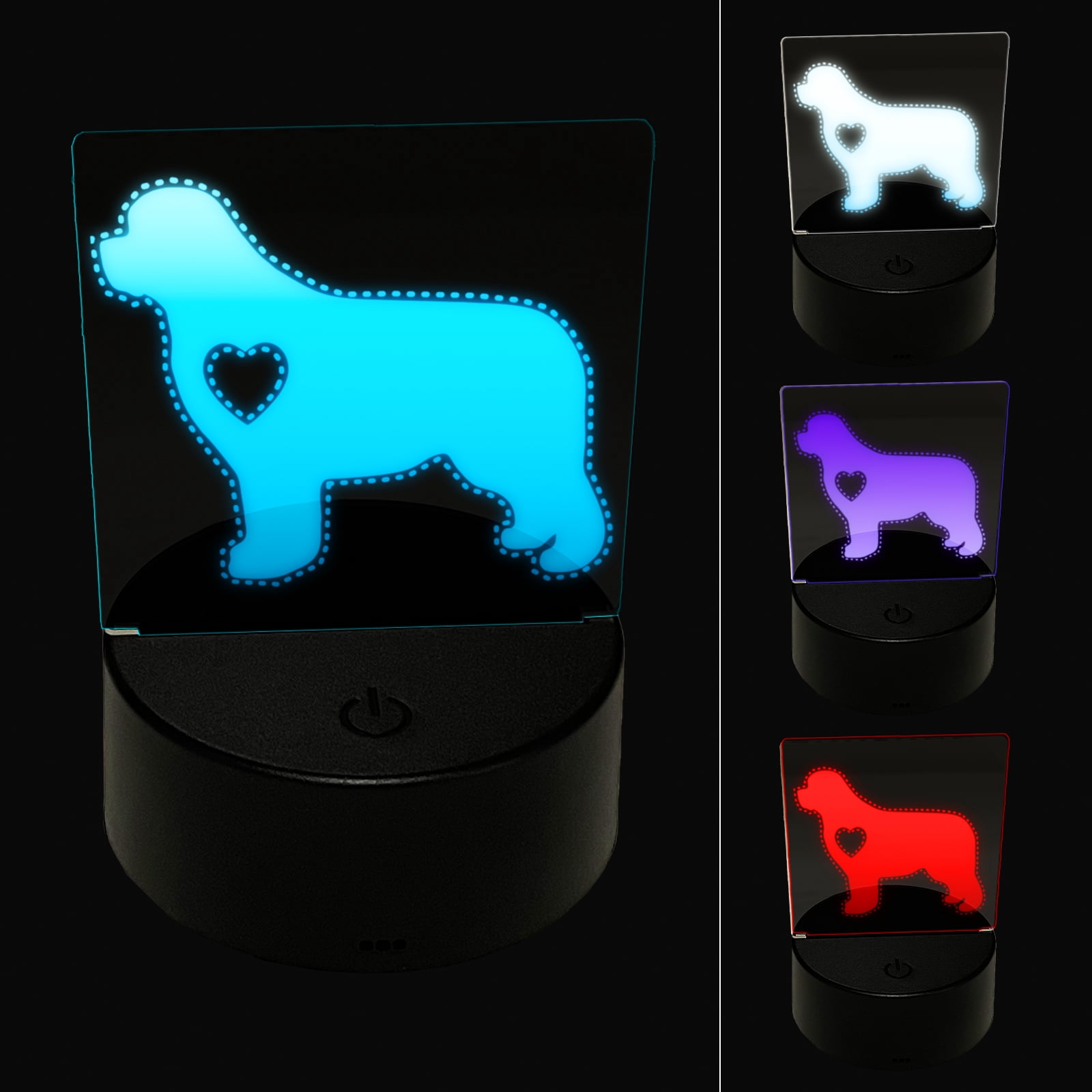 Newfoundland Dog with Heart LED Night Light Sign 3D Illusion Desk ...