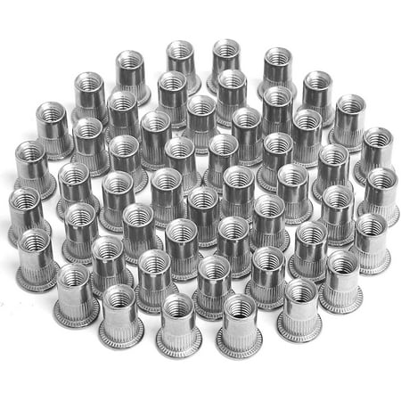 YDJKET M6 Threaded Insert Rivet Nuts 80 Pcs Flat Head Rivet Nut 304 ...