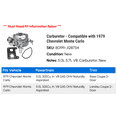 Carburetor - Compatible with 1979 Chevy Monte Carlo - Walmart.com