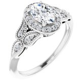 Pompeii 1 1/3 Ct Oval Diamond Vintage Halo Engagement Ring 14k White Gold Lab Grown - Walmart.com