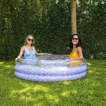 PoolCandy Inflatable Rose Gold Glitter 3 Ring Pool - Walmart.com