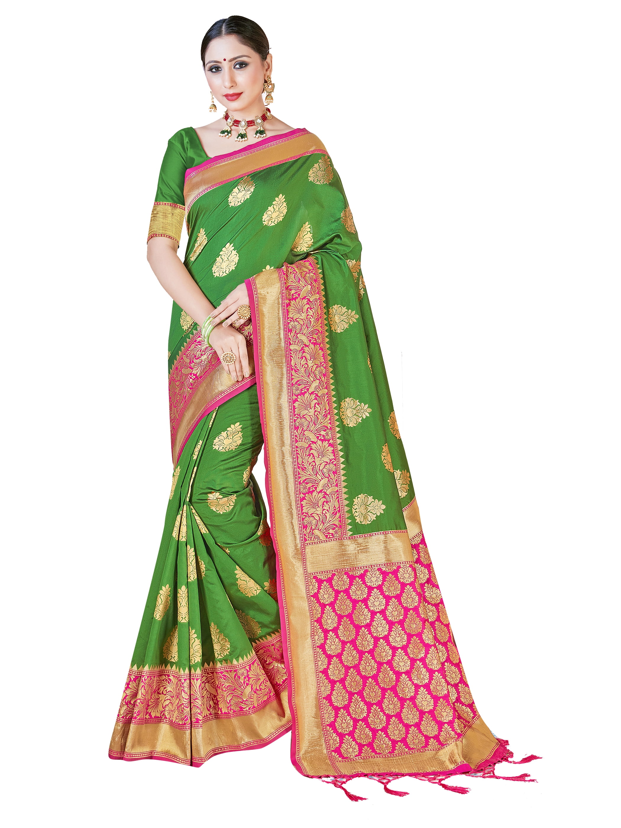 Sarees for Women Banarasi Art Silk Woven Sari - Indian Diwali Gift ...