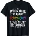 100% Cotton Unisex When Hate is Loud Love Must Be Louder Rainbow ...