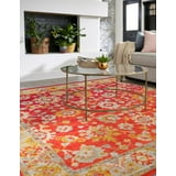 Unique Loom Penrose Collection Area Rug - Krystle (8' Square Rust Red ...