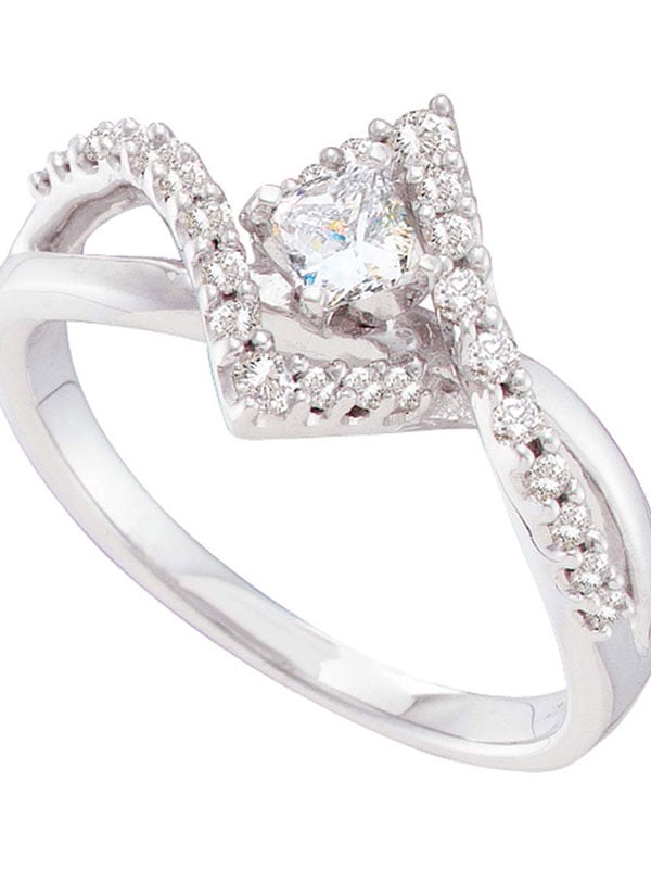 Thejewelrymaster 14kt White Gold Womens Princess Diamond Solitaire