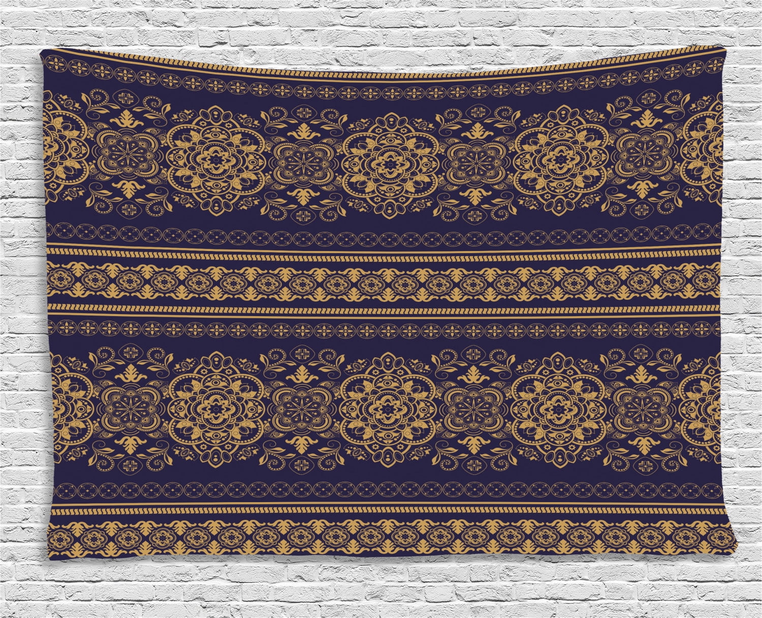 Turkish Pattern Tapestry, Damask Style Medieval Flowers with Rich ...