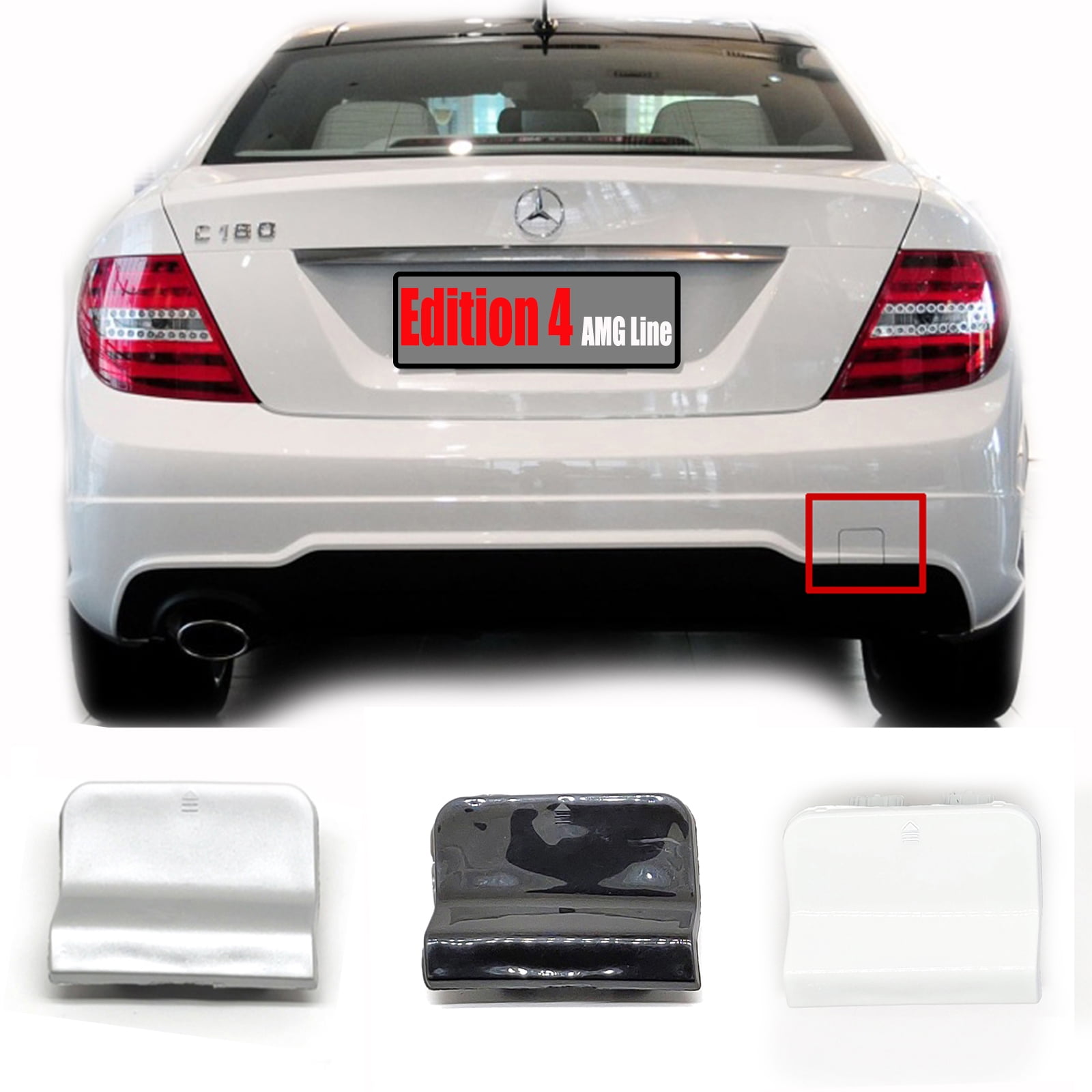 Trimla Edition 4 Rear Tow Cover for Mercedes-Benz C-Class W204 AMG Line ...