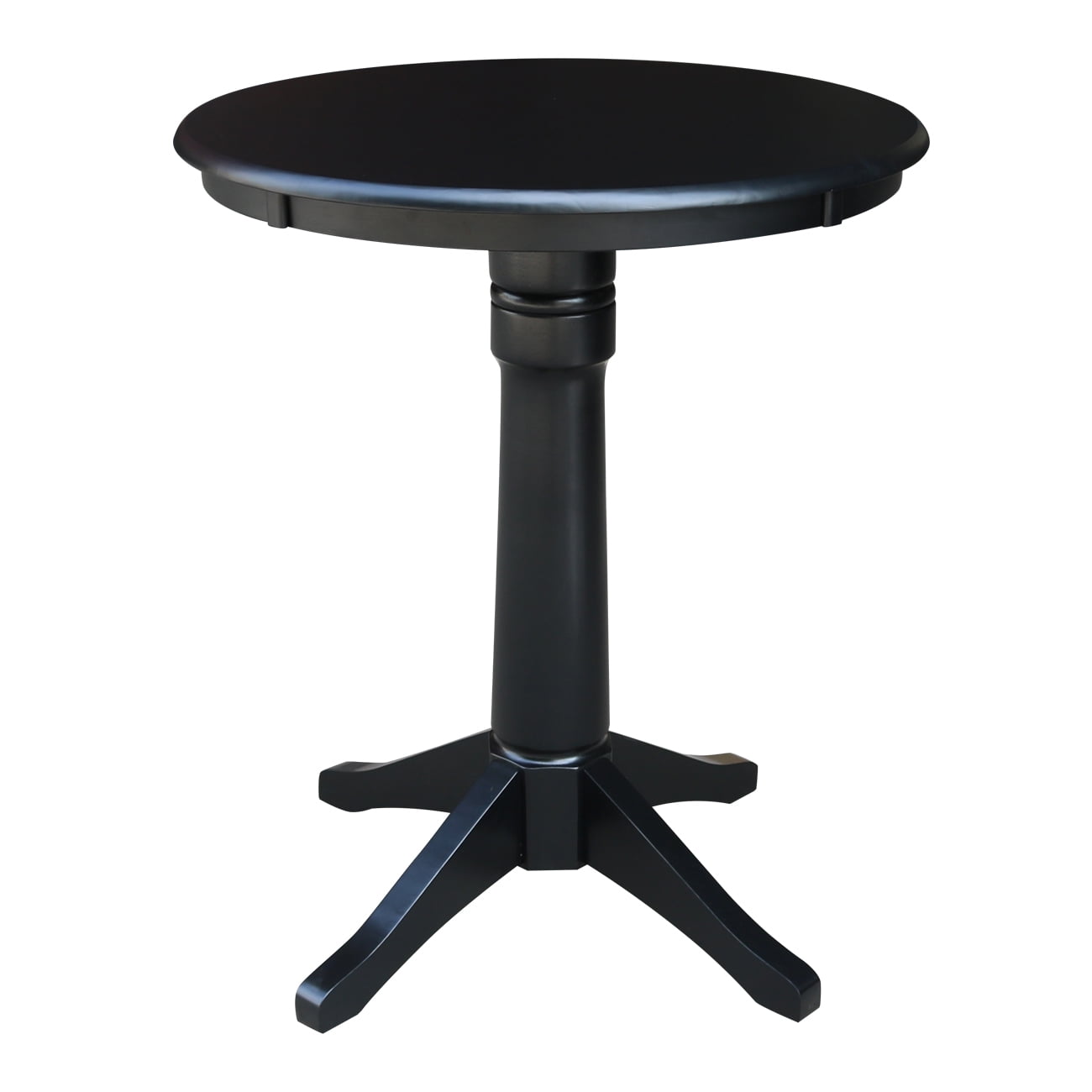 30" Round Solid Wood Counter Height Pedestal Dining Table in Black by ...