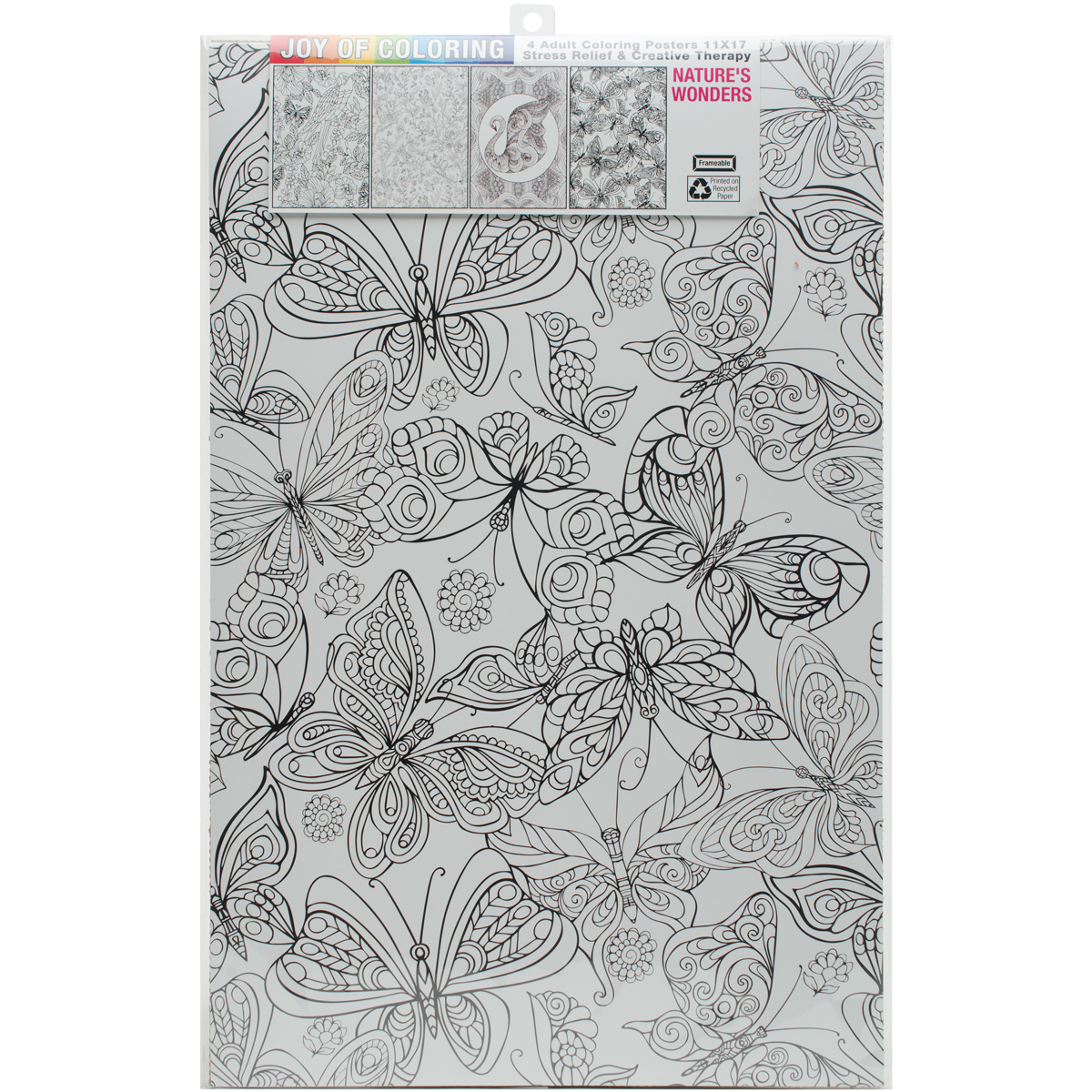 "Joy Of Coloring Adult Coloring Posters 11""x17"" 4/Pkg-Colorful Birds ...