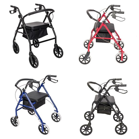 Walkers,Aluminum Rollator Walker with 8 inches Wheels Wide Seat ...