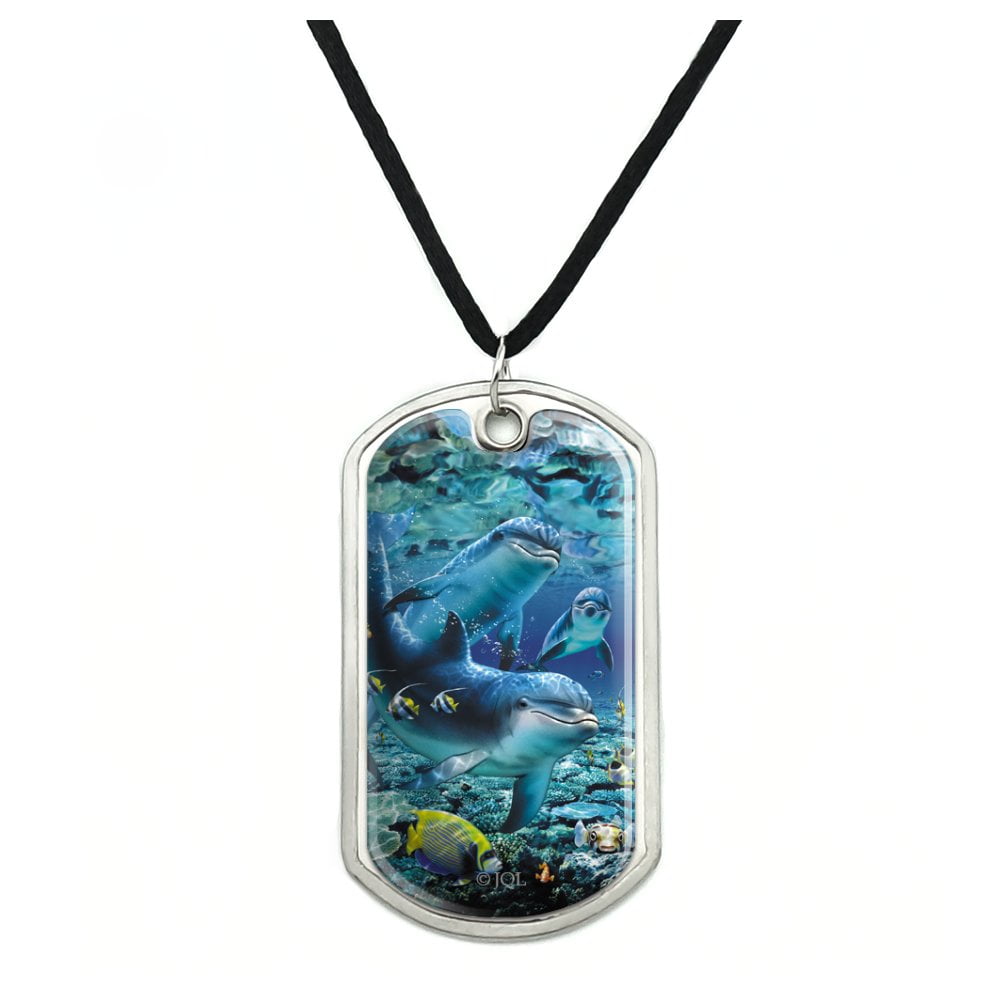 Coral Reef Diving Dolphin Pals Diving Military Dog Tag Pendant Necklace ...