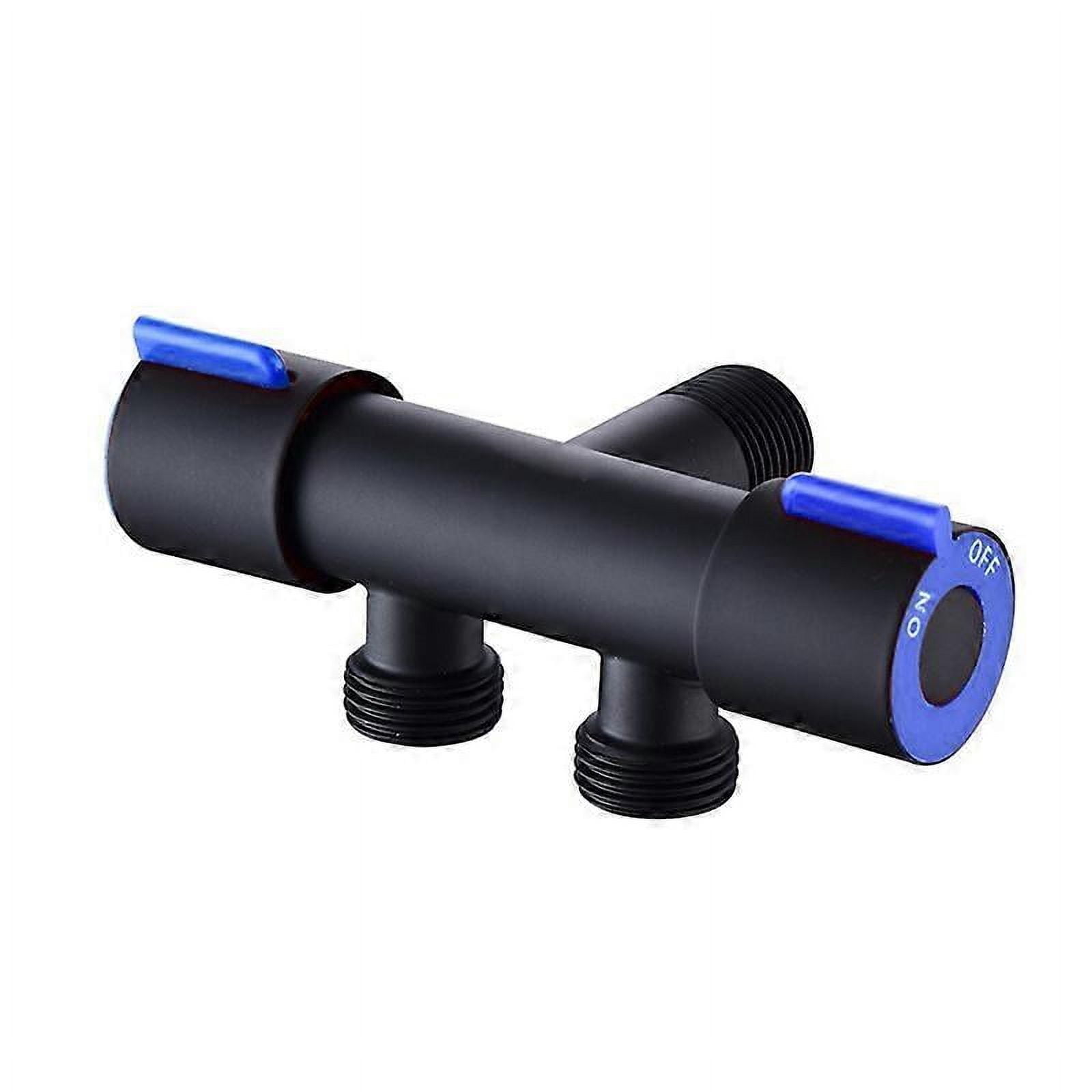 Black Bidet T-Adapter With Stainless Steel Water Stop Valve Dual ...