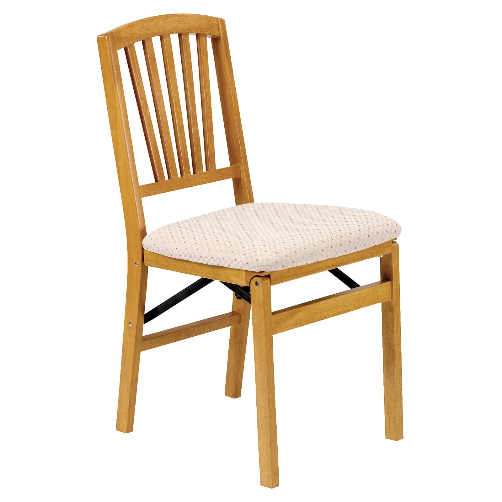 Classic Hardwood Slat back folding chair - Blush fabric and Oak ...