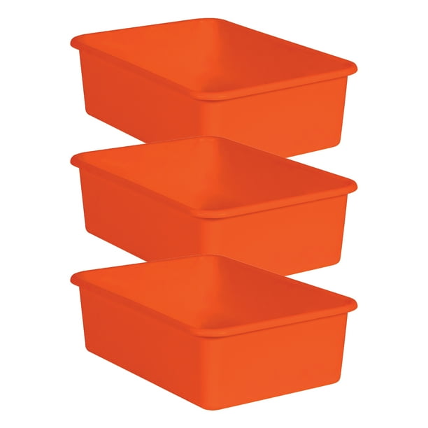 Teacher Created Resources Orange Large Plastic Storage Bin, Pack of 3 ...