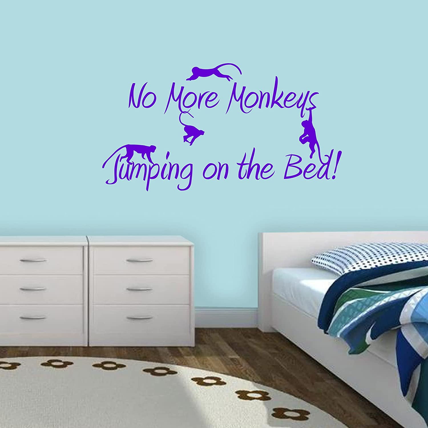 VWAQ No More Monkeys Jumping On The Bed Vinyl Wall Decal Kids Room ...