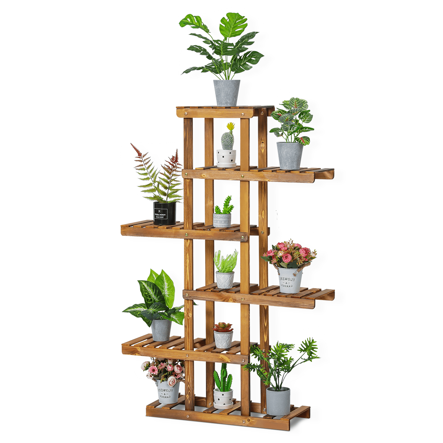 MoNiBloom Wood 5 Tiers Plant Stand, Flower Shelf, Display Rack ...